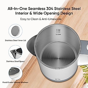 EVATEK Small Electric Kettle, Travel Mini Hot Water Boiler Heater, 304 Stainless Steel 0.8L Portable Electric Kettles for Boiling Water, 5 Mins Coffee Kettle Travel Teapot with Auto Shut-Off