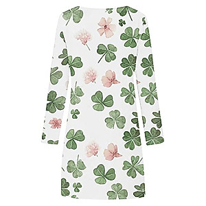 Dresses That Hide Belly Fat, Maxi Dresses for Women 2023 Cocktail Dresses Wrap Dress Summer Short Women's Autumn and Winter Round Neck Long Sleeve St. Patty's Day Print Dress (3XL, Pink)