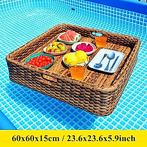 Floating Tray Floating Serving Tray Swimming Pool Floating Tray Table & Bar, Family Size Floating Refreshments Holding Tray for Snacks and Drinks (Color : 60x60x15cm)