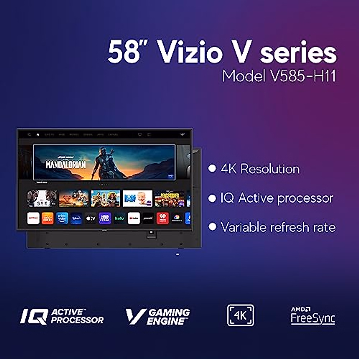 VIZIO V-Series 55" Class V-Series 4K (2160p) UHD LED Smart TV with HDR for Immersive Home Entertainment + Free Wall Mount (No Stands) - V555-H11 (Renewed)