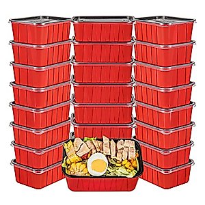 OTOR 25 Sets 30oz Bento box Meal Prep Food Container Sets with Airtight Lids Deli Container Lunch boxes take away food storage Two-color process Travel Containers Two-color process