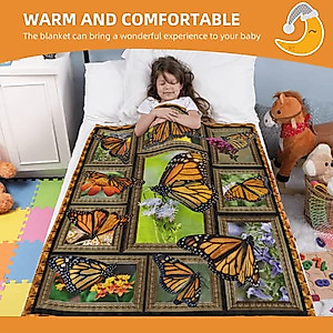 Butterfly Throw Blanket for Womens, Butterfly Gifts for Buttefly Lover, Soft Cozy Lightweight Warm Fleece Flannel Blankets and Throws for Christmas Valentines ( 60" x 80", Yellow)