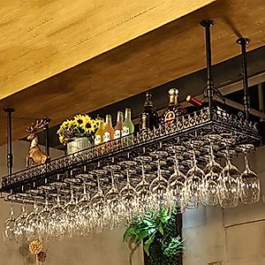 Iron Creative Simplicity Wall Mounted Wine Holder European-Style Tilted/Straight Wine Rack Red Wine Champagne Bottle Display Stand Rack Organizer J1030, PIBM, Black, 60 * 35cm