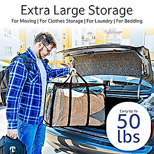 Tidy Zebra Set of 4 Large Storage Bag Organizers with Strong Handles & Zipper, Clear Storage Bins for Clothes, Bedding, Closet, Bedroom & Under Bed Storage, Great for Collage & Home Organization