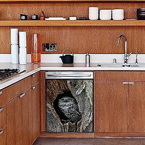 Dishwasher Magnet Cover Closeup a Burrowing owl Athene cunicularia a Hollow Tree Noord Brabant Magnetic Refrigerator Stickers Decorative Appliance Cover Fridge Panels Metal Door Garage 23x26in