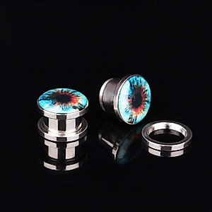 4pcs/set Stainless Steel Red & Green Eyes ear gauges Ear Plugs Flesh Tunnels Stretchers earExpander Body Piercing Jewelry
