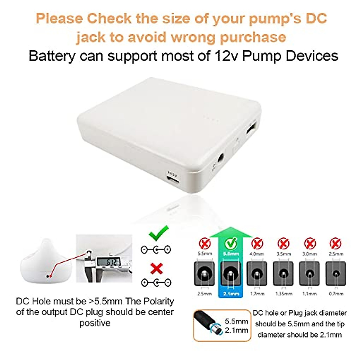 Smarkey 12v Portable Breast Pump Battery and Charger for S1 S2 Medela Pump-in-Style and Lactina Hygeia EnJoye (Easy for Outdoor and Travelling)