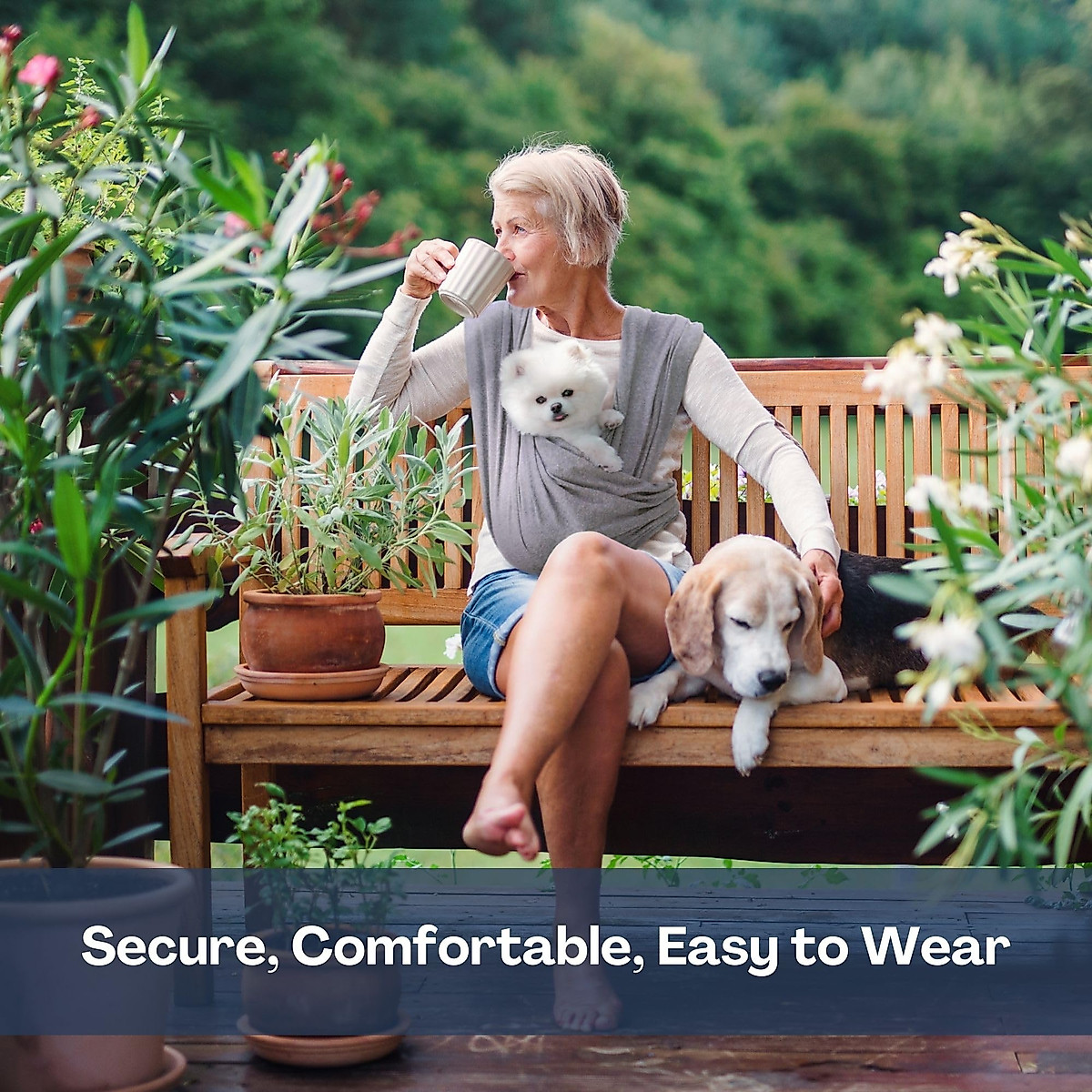 AnccoPlus Dog Carriers for Small Dogs, Front Facing Small Dog Carrier, Hands Free Pet Carrier, Size Adjustable Cat Carriers, Reducing Back Pain, Safe Soft Cotton Cat Sling (Regular, Heather Gray)