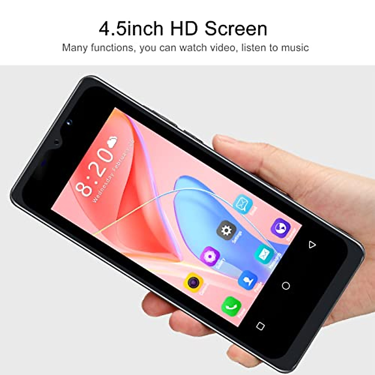 Smartphone, 4.5inch HD Screen Dual SIM Card 512MB RAM 4GB ROM 3G Unlocked Cell Phone for Android 6.0, 2MP Front Camera 2MP Rear Camera, 2200mah Detachable Battery(US Plug)