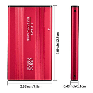 500GB/1TB/ 2 TB Rugged Mini USB 3.0 Portable 2.5 Inch Shock, Drop and Crush Resistant External Hard Drive,Ultra Slim Aluminum HDD, Ssd Hard Drive for PC, Mac, TV,PS4,Xbox - Red