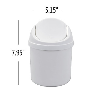 Eagrye 0.5 Gallon Tiny Desktop Trash Can, Mini Garbage Can with Swing Lid, White