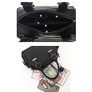 GJGJTER Women Star Pendant Tote Bag Soft Leather Boston Bags Shoulder Bags Satchel Purse-Brown