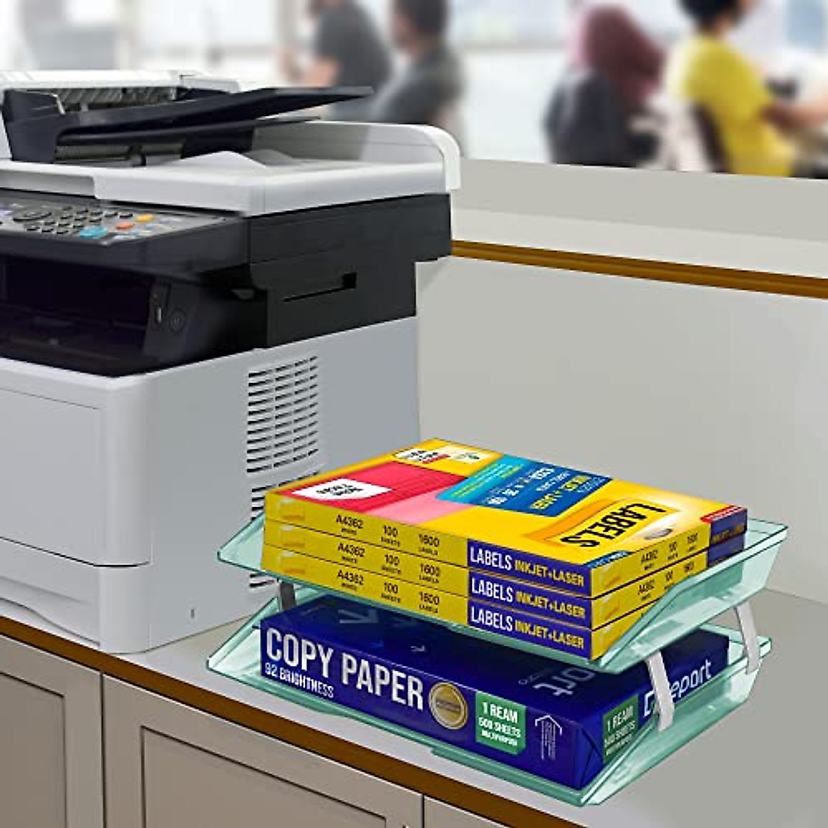 Acrimet Facility 2 Tier Letter Tray Side Load Plastic Desktop File Organizer (Clear Green Color)