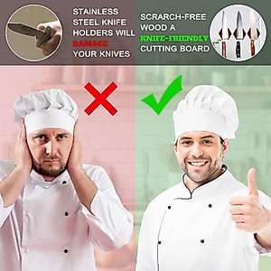 Layhit 6 Pcs Hexagon Magnetic Knife Holder Stand for Wall 2.36 Inch Magnetic Knife Block Wood Knife Wall Magnet Rack with Adhesive Tape and Screws for Kitchen Fridge Utensil Organizer Refrigerator