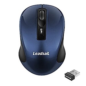 LeadsaiL Wireless Computer Mouse, 2.4G Portable Slim Cordless Mouse Less Noise for Laptop Optical Mouse with 4 Buttons, USB Mouse for Laptop, Desktop, MacBook