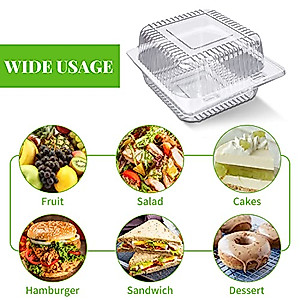 HIQQUGU 100 PCS Plastic Hinged Take Out Containers Clamshell Take Out Tray, Clear Plastic Take out Containers, for Sandwiches, Salads, Hamburgers, (5x4.7x2.8 in)