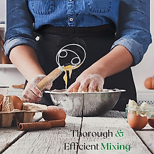 13 Inch Danish Dough Whisk with Dough Scraper, Dutch Bread Whisk with Stainless Steel Dough Hook, Sourdough Whisk for Baking, Danish Whisk for Dough, Dutch Whisk for Dough, Bread Whisking Tool