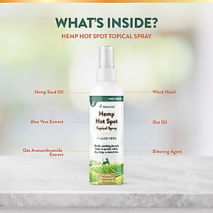 NaturVet Hemp Hot Spot Spray with Aloe Vera for Dogs, 12 oz Liquid, Made in The USA