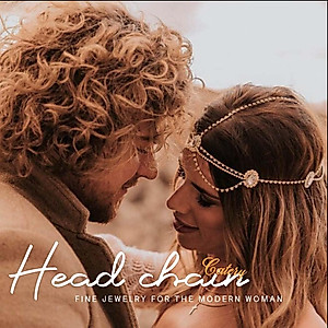 Catery Head Chain Jewelry Crystal Hair Chains Boho Headpiece Pendant Head Chain Hair Jewelry Hair Accessories for Women and Girls (Gold)