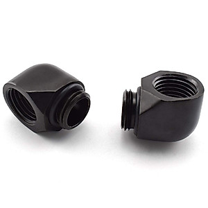 SDTC Tech 4-Pack G1/4" Male to Female Extender Connector 90° Angle Elbow Fitting for PC Water Cooling System