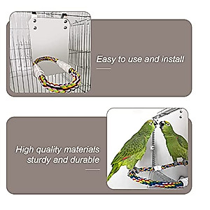 Bird Mirror Birdcage Perches Mirror Cotton Rope Standing Bar Claw Birdcage Chew Toy for Birdcage Stand Perch Budgie Parakeet Cockatiels