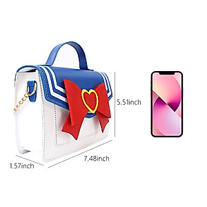 PROCOS Women's Handbags Kawaii Cute Anime Cosplay Pu Leather Purse Bow Chain Crossbody Shoulder Bags Messenger Satchel Tote