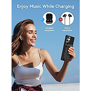 NEWDERY Galaxy S23 Ultra Battery Case 10000mAh, Qi Wireless Charging, Fast Charging, Sync Data Supported, Powerful Portable Rechargeable Charger Case for Samsung S23 Ultra 5G 6.8" Black