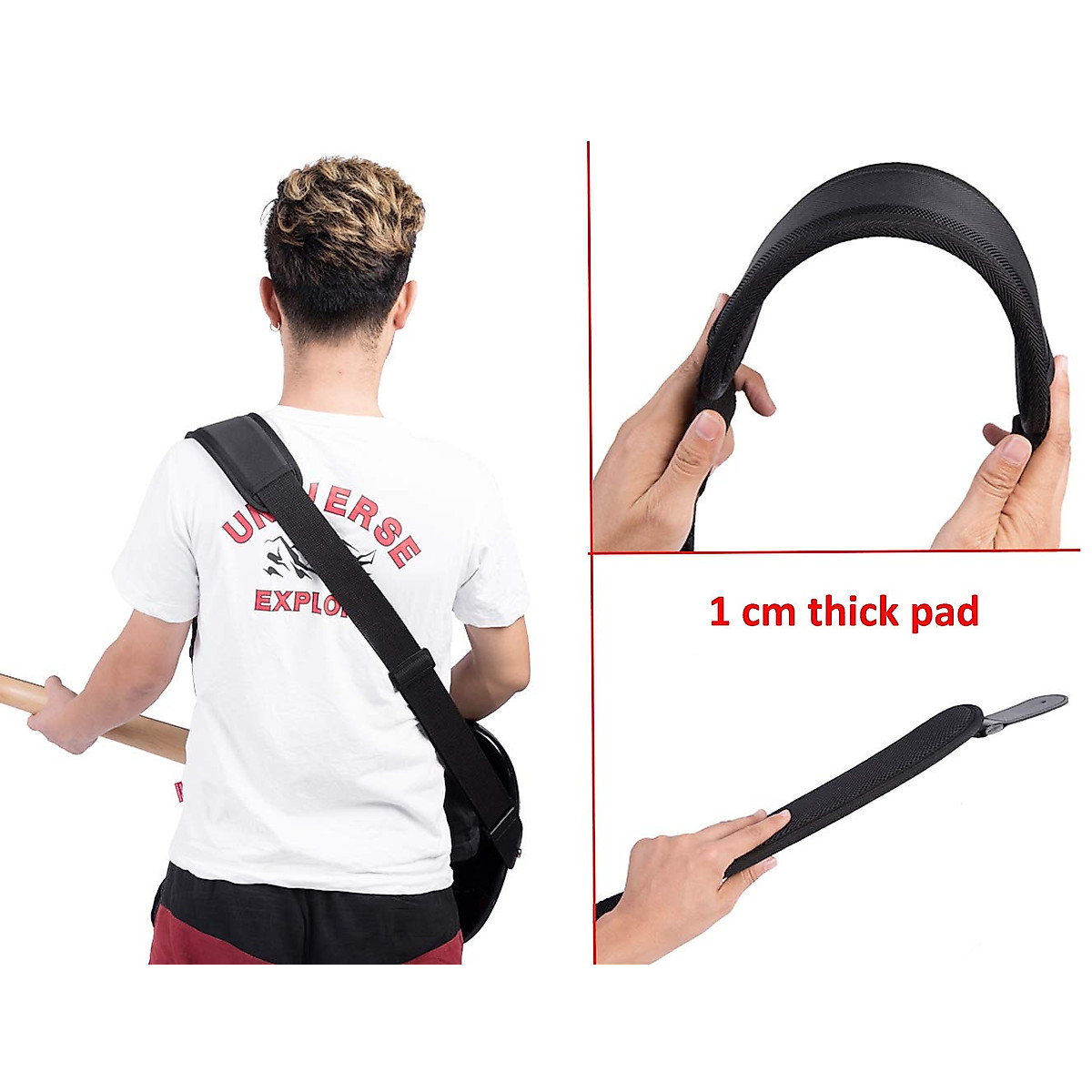 Rayzm Guitar Strap, Adjustable Cotton Strap for Acoustic/Electric/Bass Guitar, with a Shoulder Pad Pressure Release for Comfortable Playing
