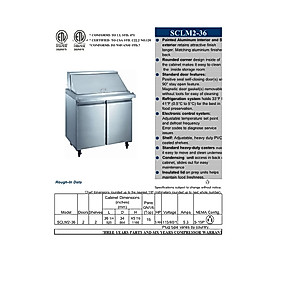 Commercial Refrigerated Sandwich Prep Table 2-door 36" Mega Top Model NSF -XSP-M36