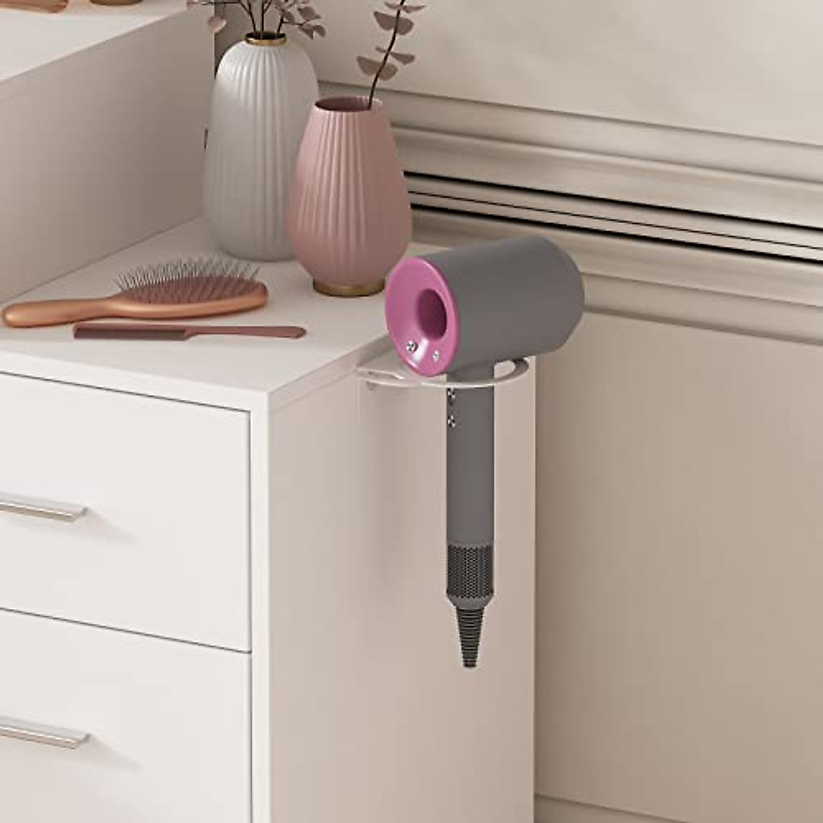 Maupvit Vanity Desk with Mirror and Lights, White Vanity with Bedside Table, 5 Drawers Large Capacity, Metal Silver Handle, Makeup Vanity with 10 Led Lights And Charging Station (White)