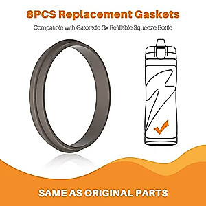 AmapleL 8 Pack Gasket for Gatorade Water Bottle Lid Replacement, Silicone Water Bottle Gasket Replacement Compatible with Gatorade GX Bottle Rubber Seal
