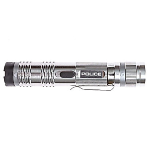 POLICE Stun Gun M12 - Aluminum Mini Rechargeable with LED Flashlight, Silver