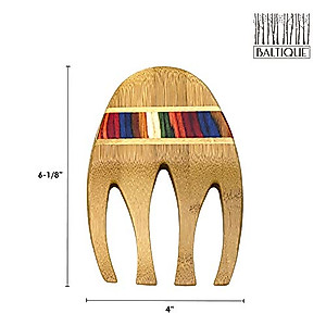 Baltique Marrakesh Collection Salad Hands Serving Utensils, Bamboo and Colored Birch Wood