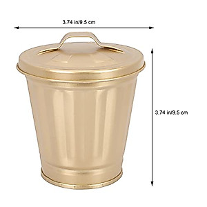 TOPBATHY 2 Pcs Mini Trash Can Metal Garbage Can with Lid Pencil Cup Holder Desktop Wastebasket Galvanized Garbage Holder Flower Buckets for Home Kitchen Office Decor