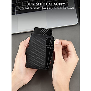 Minimalist Wallets for Men,Slim Wallets for Men,Pop Up Wallet,Credit Card Leather Minimalist Wallet,Minimalist Wallet for Business Men,Carbon Fiber Leather,Men's Wallets,RFID Blocking Protection