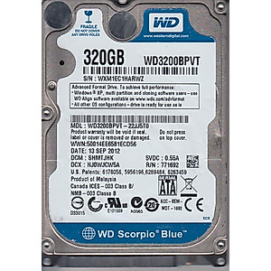 WD3200BPVT-22JJ5T0, DCM SHMTJHK, Western Digital 320GB SATA 2.5 Hard Drive