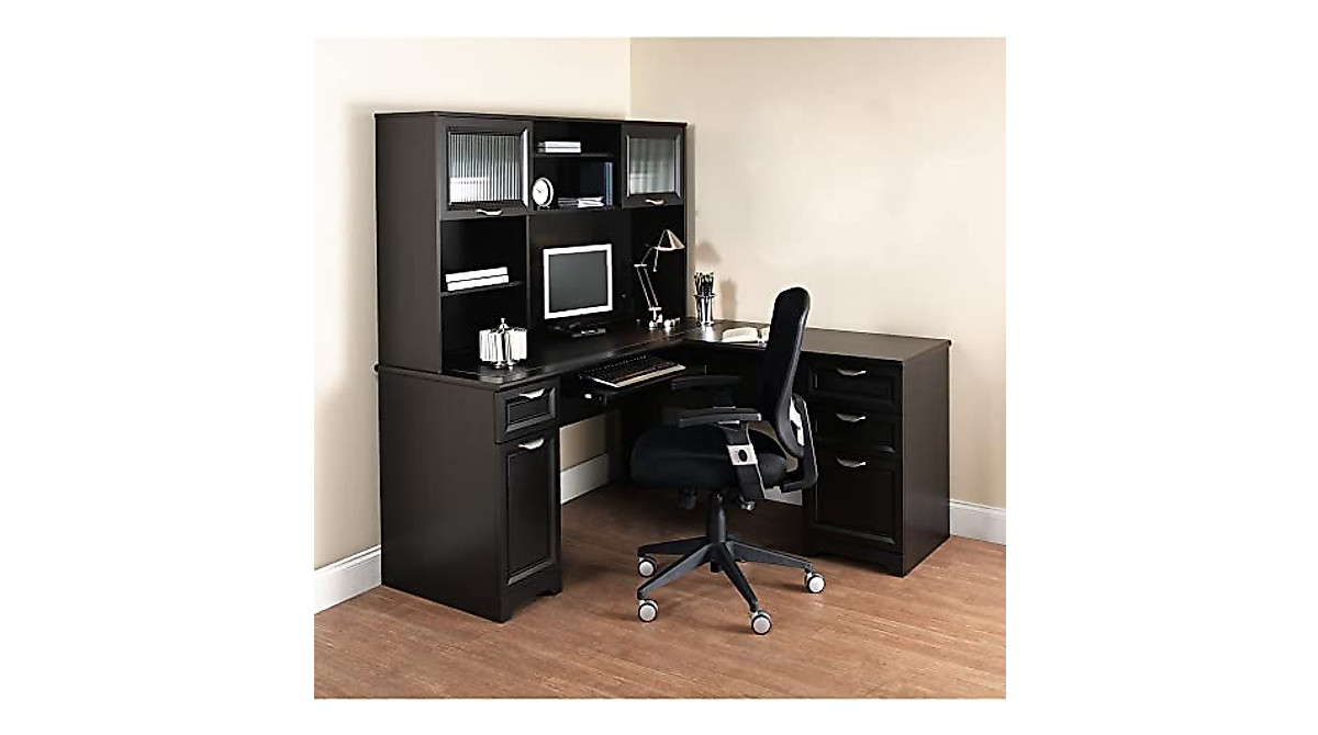 Shop Realspace® Magellan 59" L-Shape Desk - Espresso
