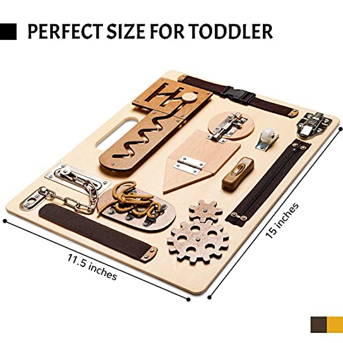 Montessori Busy Board for Toddlers, Wooden Sensory Toys, Preschool Learning Activities for Fine Motor Skills Travel Toy, Basic Life Skills Educational Gifts for 1 2 3 4 Years Old Kids Boys Girls