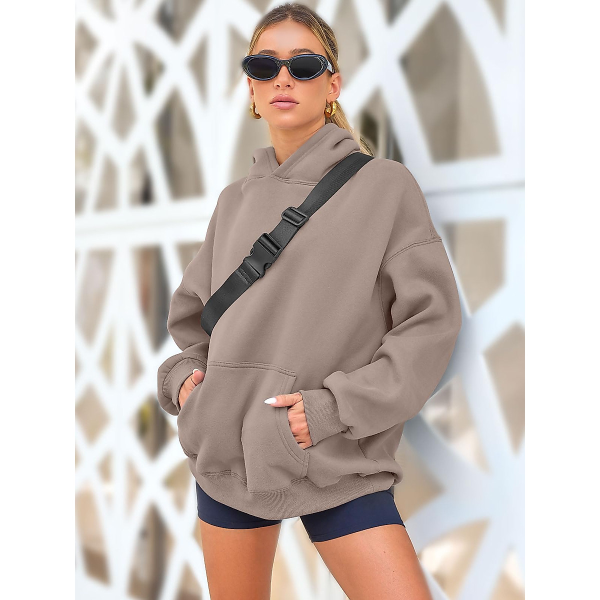 AUTOMET Oversized Sweatshirt for Women Fall Outfits 2025 Fleece Casual Hoodies Sweaters Long Sleeve Fashion Shirts with Pockets CoffeeGrey M