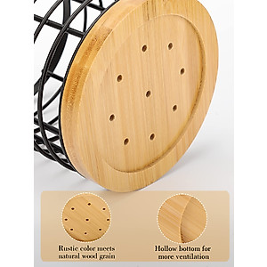 SPLMIFA Kitchen Utensil Holder Large Utensil Holder with Wooden Base and Matte Black Metal holder，Storage Solutions for Kitchen/Small Items Storage