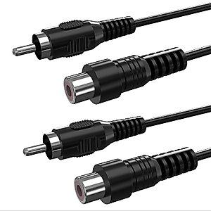 Ullnosoo RCA Extension Cable, 2 Pack 15ft Audio Video RCA Male to Female Cord for Speaker, Subwoofer, Camera, HDTV, Amplifier