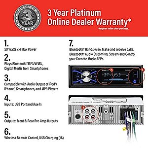 BOSS Audio Systems 632UAB Multimedia Car Stereo - Single Din, Bluetooth Audio and Hands-Free Calling, Built-in Microphone, MP3 Player, USB Port, AUX Input, AM/FM Radio Receiver, Detachable Front Panel