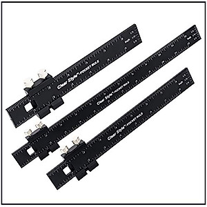 Precision Pocket Ruler Woodworking by Clear Style | Inch and Metric Indicators Professional Woodworking T Track Ruler 3 Pack 6, 8 and 12 inchs