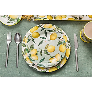 Bico Lemon Dreams Ceramic Salad Plates, 8.75 inch, Set of 4, for Salad, Appetizer, Microwave & Dishwasher Safe