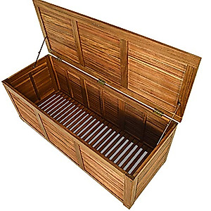 Safstar Outdoor Storage Box, 47 Gallon Acacia Wooden Deck Box for Toys/Tools/Sports Supplies, Patio Storage Bench, Outdoor Storage Bench for Garden Backyard Deck, 47.5 x 17.5 x 17.5 Inches (Natural)