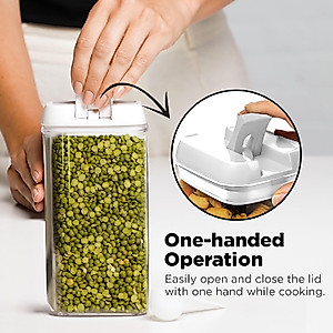 Shazo Airtight Food Storage Containers with Lids - 6 PC BPA Free Clear Plastic Cereal Containers with Easy Lock Lids for Kitchen and Pantry Organization for Snacks and Pasta - 1.2 L