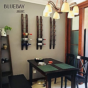 CBYJK Wall Mounted Wine Rack Wooden, Rustic Barrel Stave Wine Rack, Wooden Wine Bottle Holder Rack, Wood Wine Shelf, Imported Pine Wood and Metal - 6 Bottles 40x7.6inch