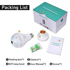 Quanmin HD 360° Wide Angle Fisheye Wireless Wi-fi E27 LED Light Bulb 960P VR Panoramic IP Camera for iOS Android Phone APP Home Security CCTV Camera System
