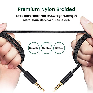 G Pro X Cord, Detachable Gaming Headset Cable Replacement for Logitech G Pro / G433 / G233, 3.5mm(1/8") Nylon Braided Wire with Inline Mute Switch and Volume Controller, 6ft Long