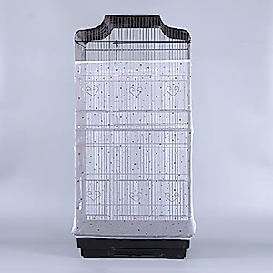Bai You Mei Birdcage Cover Bird Cage Mesh Net Cover Adjustable Seed Feather Catcher Nylon Mesh Parrot Cage Skirt Round Square Cages- White